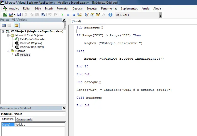 MsgBox VBA e InputBox para Interagir com o Usuário