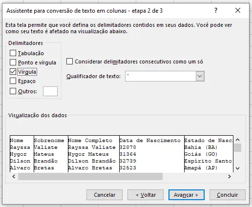 Texto para Colunas no Excel: Separando Textos em Colunas