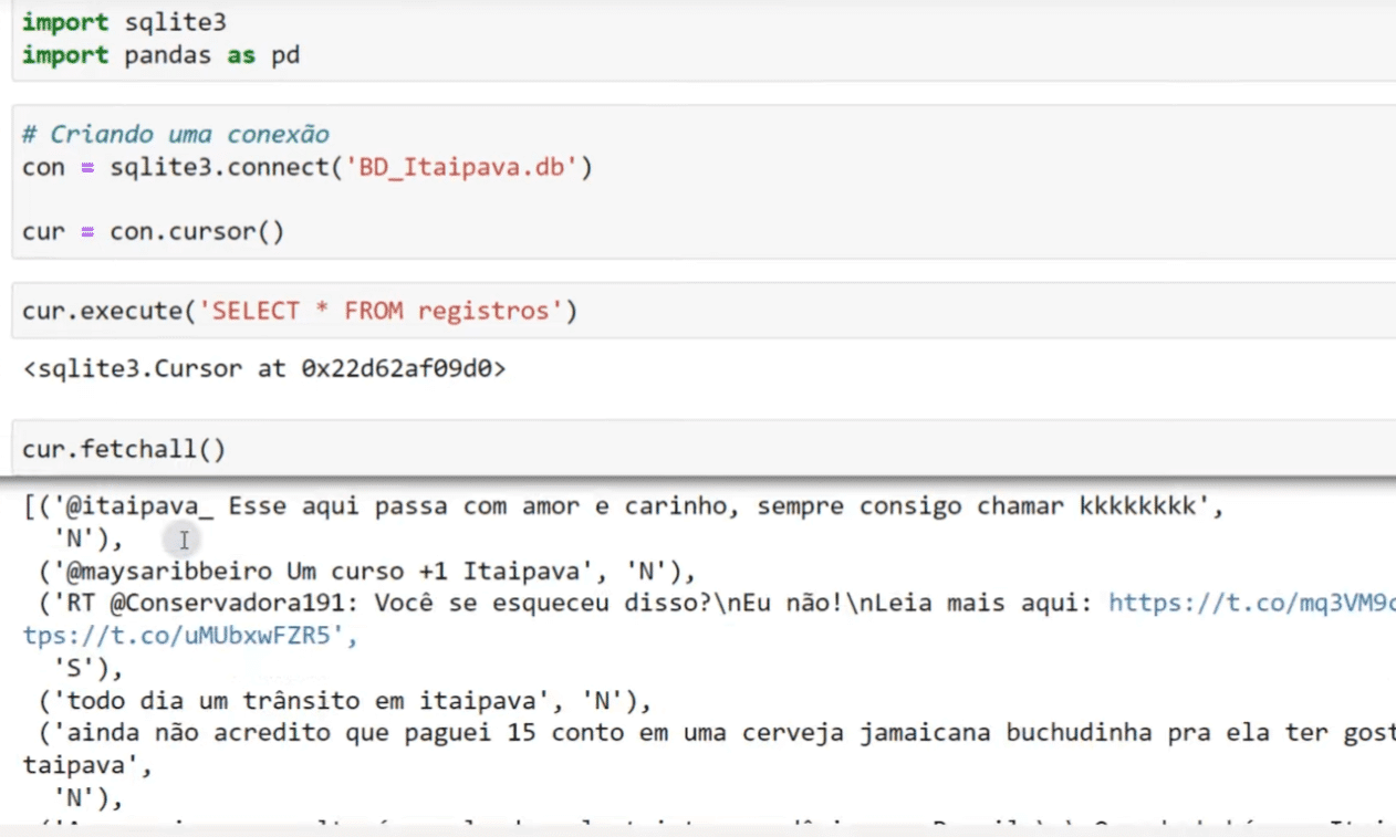 Salvar Tweets em Banco de Dados com a Biblioteca sqlite3