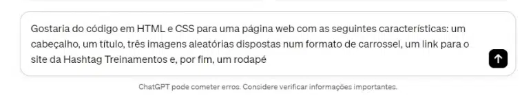 Usando o ChatGPT para Criar uma Página com HTML e CSS