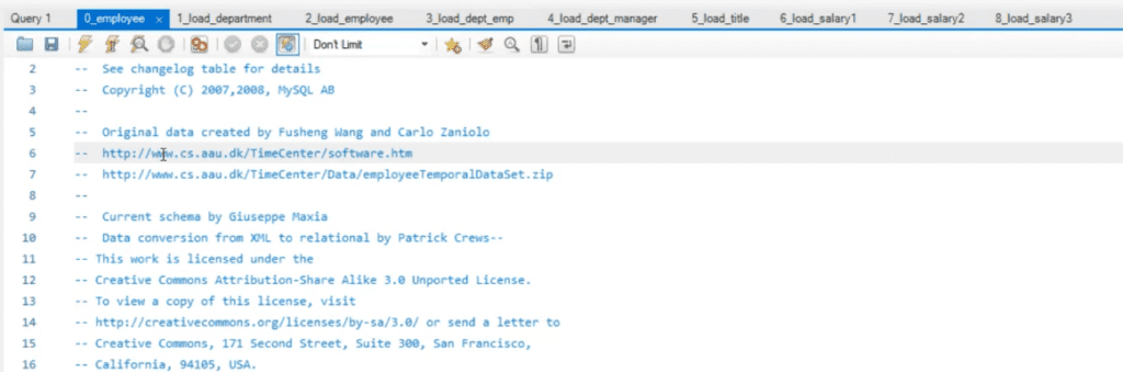 Como Importar o Banco de Dados EMPLOYEE para MySQL