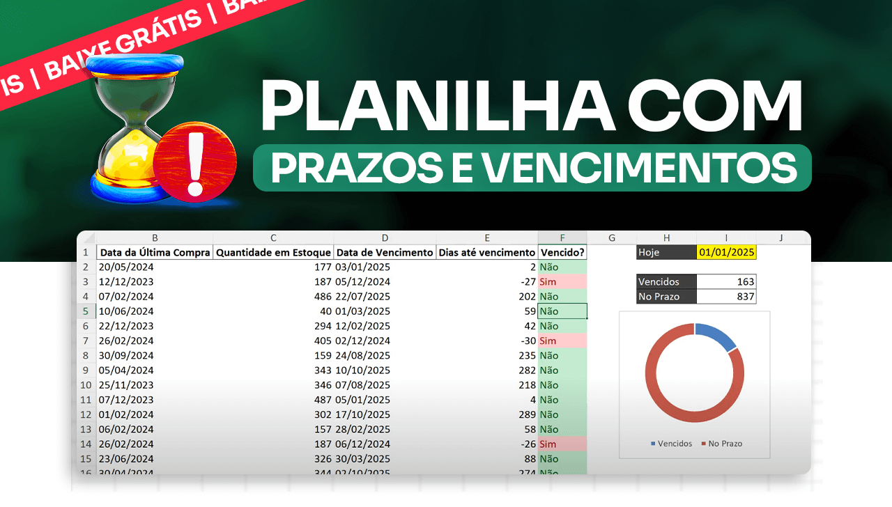 Planilha com Prazos e Vencimentos no Excel – Baixe Grátis