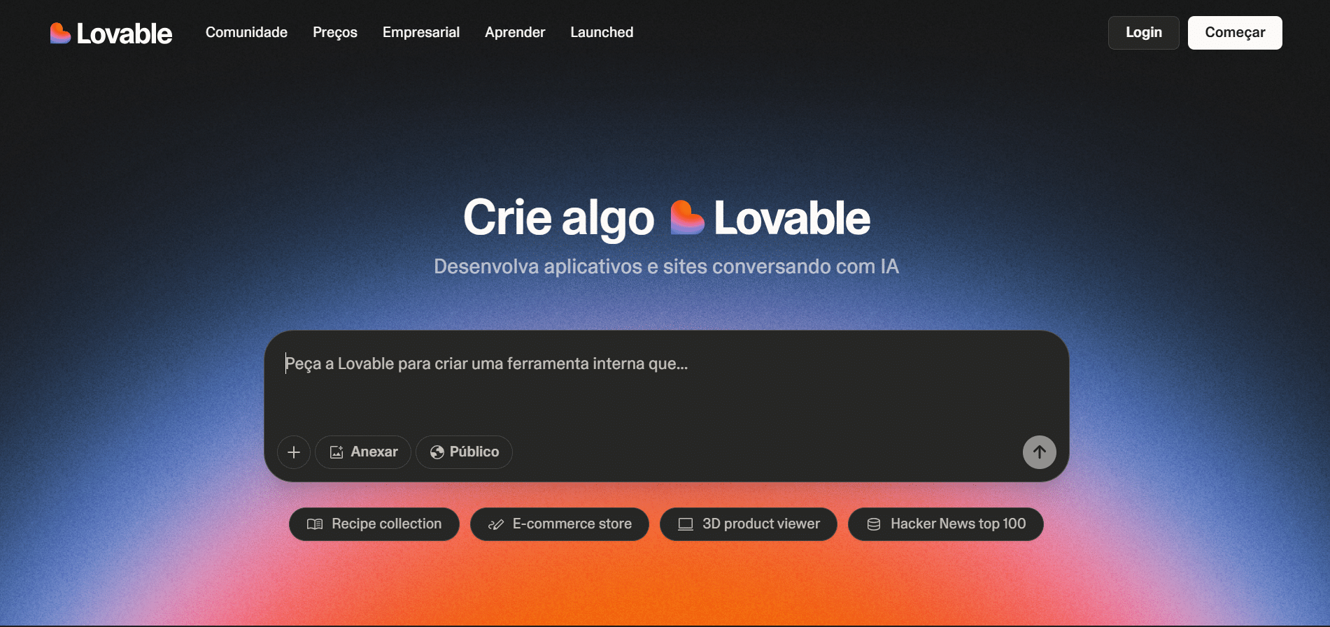 Crie um site completo com Inteligência Artificial usando Lovable AI