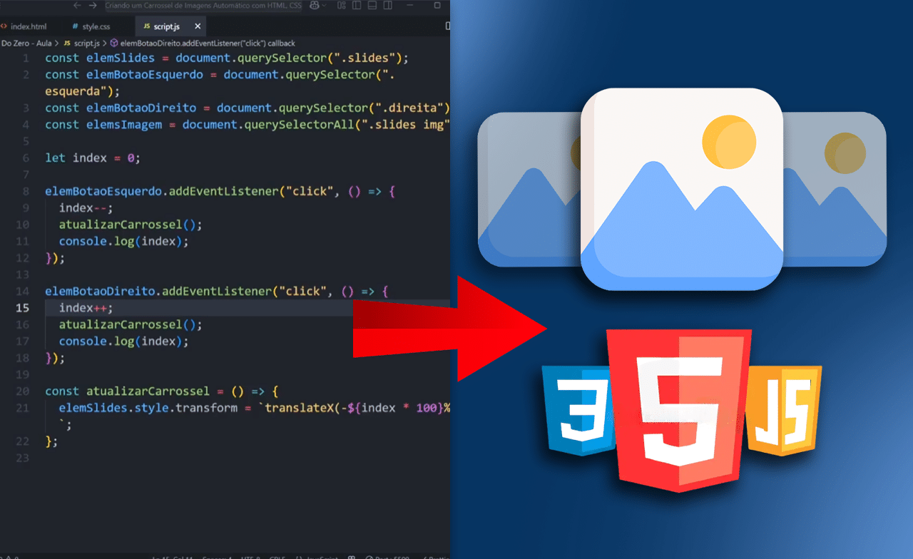 Criar Carrossel de Imagens com HTML, CSS e JavaScript