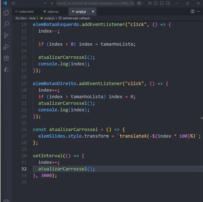 Criar Carrossel de Imagens com HTML, CSS e JavaScript