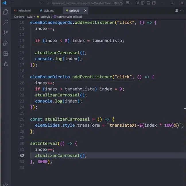Criar Carrossel De Imagens Com Html Css E Javascript