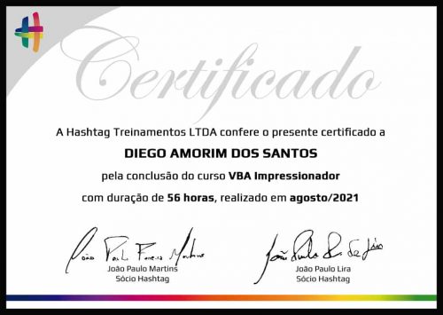 Curso de Excel VBA Avançado, Completo e Com Certificado! Curso de Excel VBA Avançado, Completo e Com Certificado!